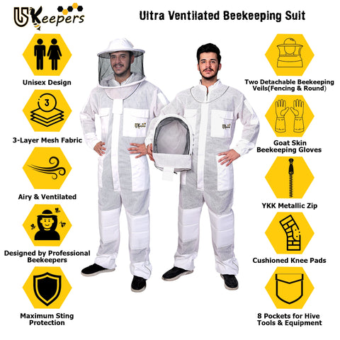 Premium Beekeeping Suit 3 Layer Ventilated Professional Bee keeper ...